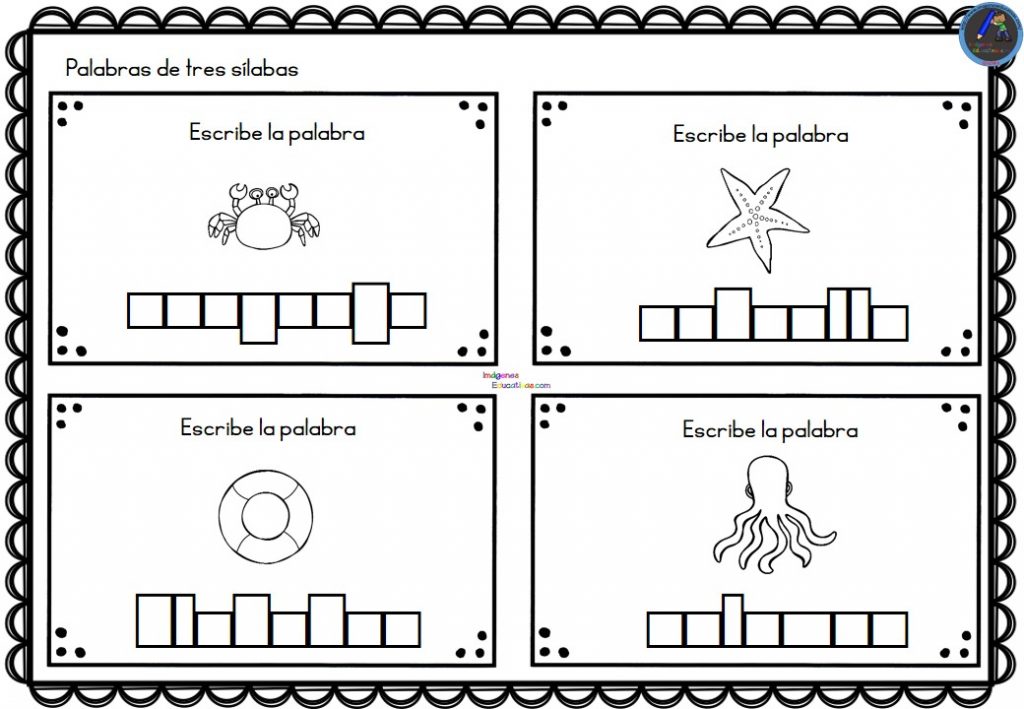 Actividades escribimos palabras de 3 sílabas - Imagenes Educativas