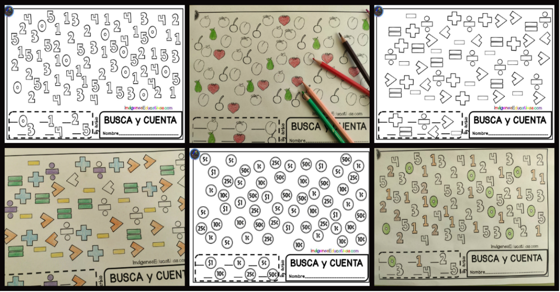Busca cuenta y colorea - Imagenes Educativas