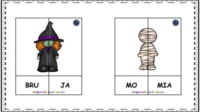 Puzles silábicos con vocabulario de halloween - Imagenes Educativas