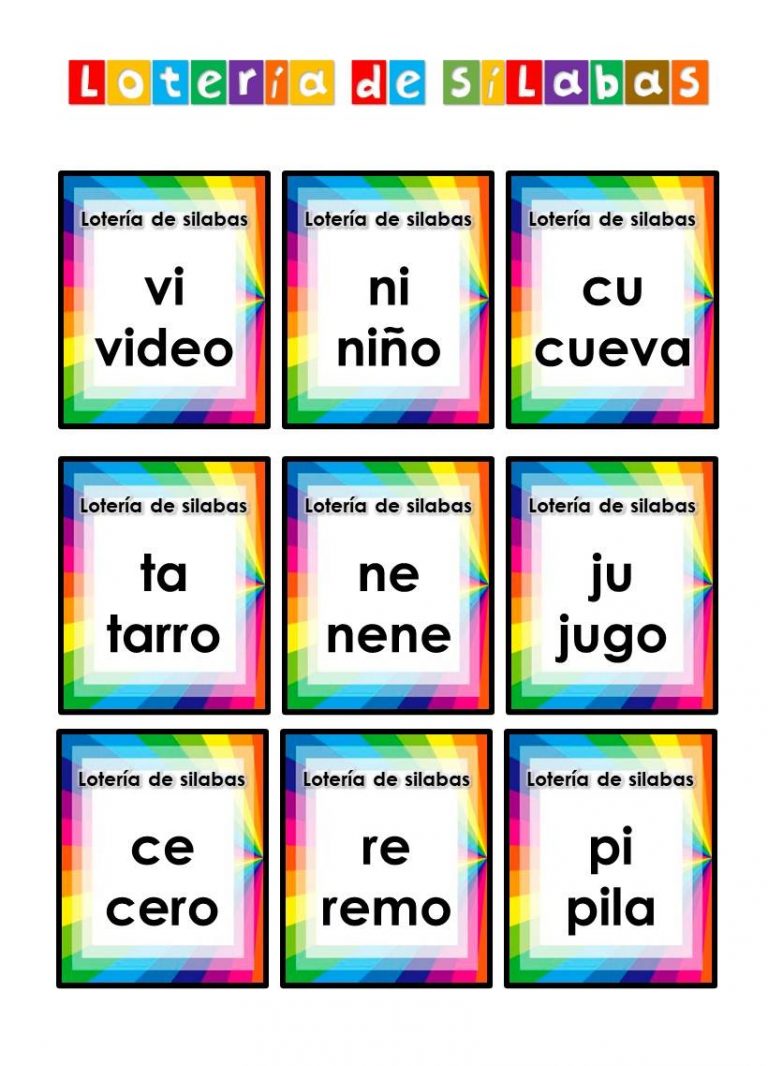 Lotería de sílabas - Imagenes Educativas