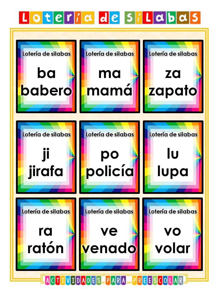 LOTERÍA DE SÍLABAS (14) - Imagenes Educativas