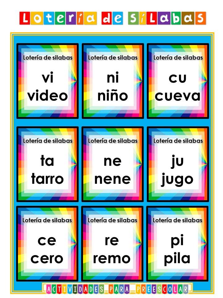 LOTERÍA DE SÍLABAS (15) - Imagenes Educativas