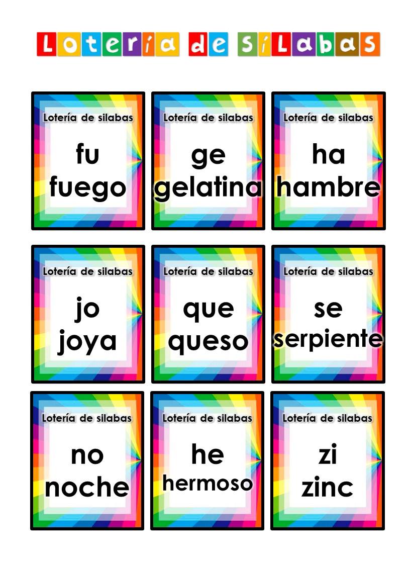 LOTERÍA DE SÍLABAS (2) - Imagenes Educativas