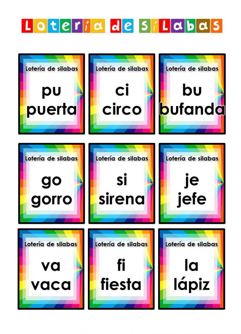 Lotería de sílabas - Imagenes Educativas