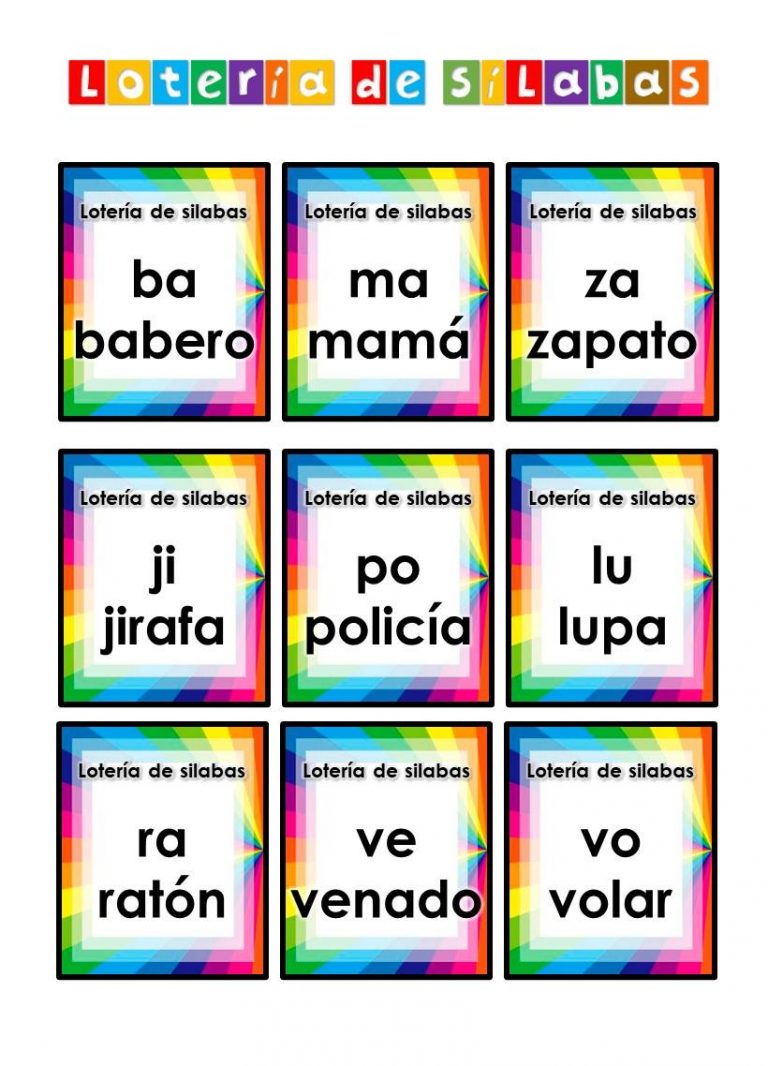 LOTERÍA DE SÍLABAS (4) - Imagenes Educativas