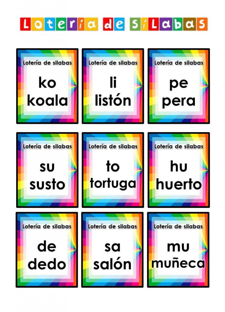 Lotería de sílabas - Imagenes Educativas