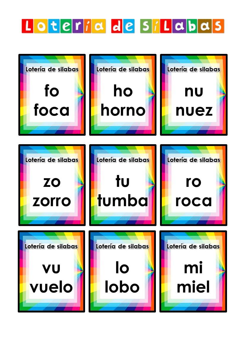 LOTERÍA DE SÍLABAS (6) - Imagenes Educativas