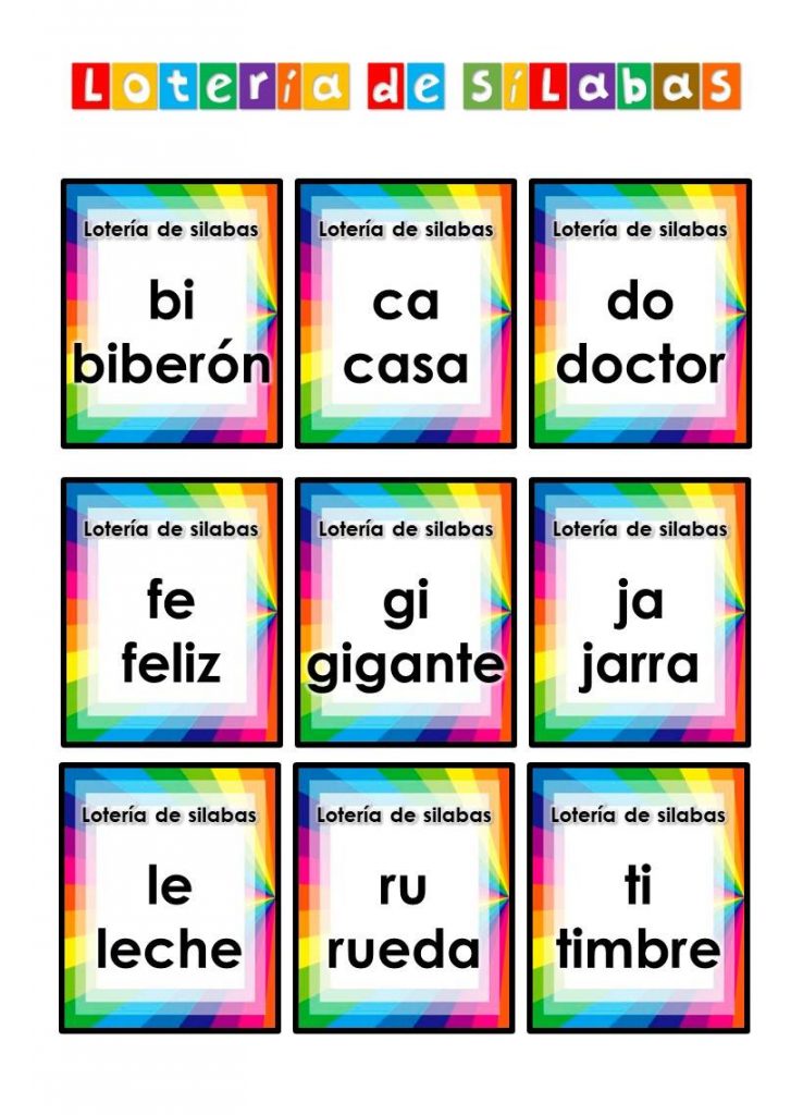 Lotería de sílabas - Imagenes Educativas