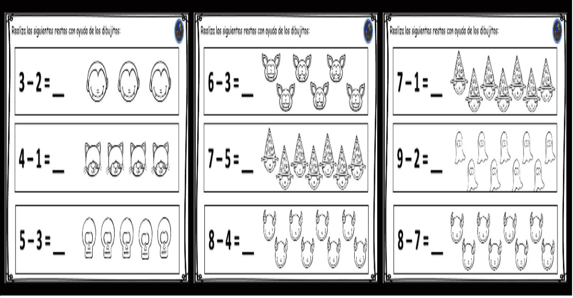 Sencillas restas terroríficas. - Imagenes Educativas