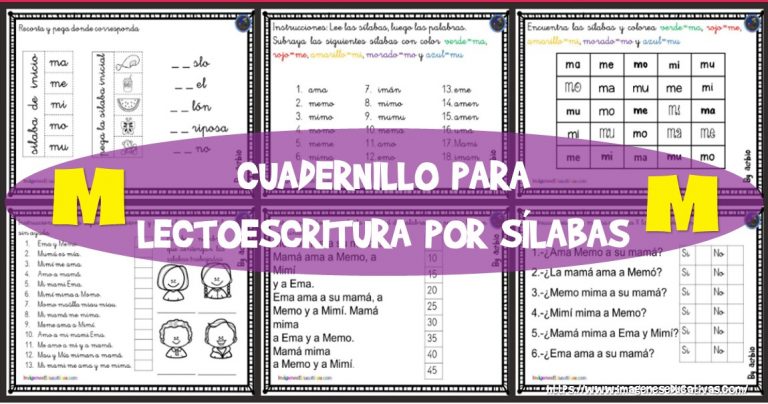 CUADERNILLO PARA LECTOESCRITURA POR SÍLABAS M - Imagenes Educativas