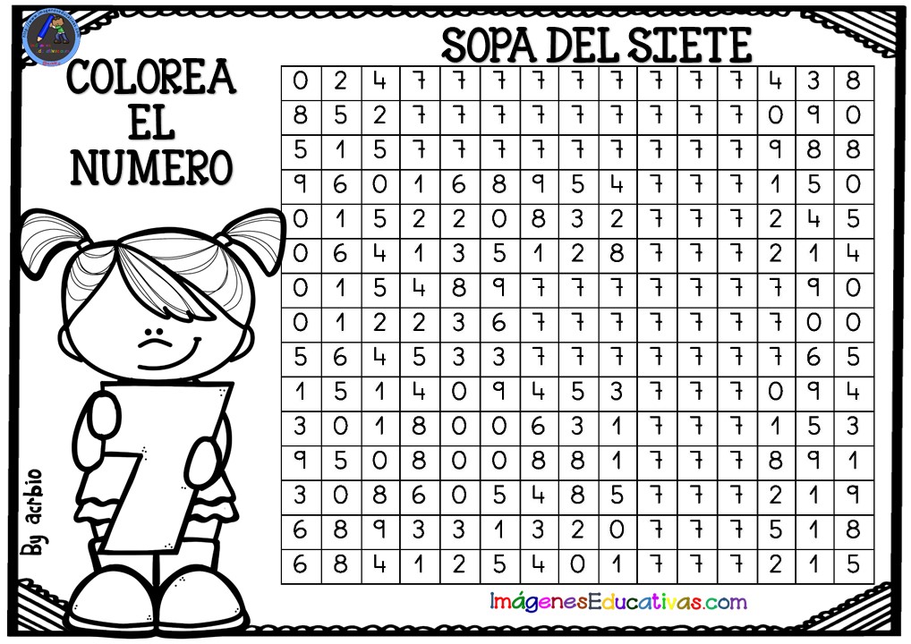 SOPA DE NÚMEROS PARA COLOREAR (8) - Imagenes Educativas