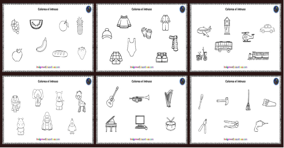 Colorea el dibujo intruso. - Imagenes Educativas