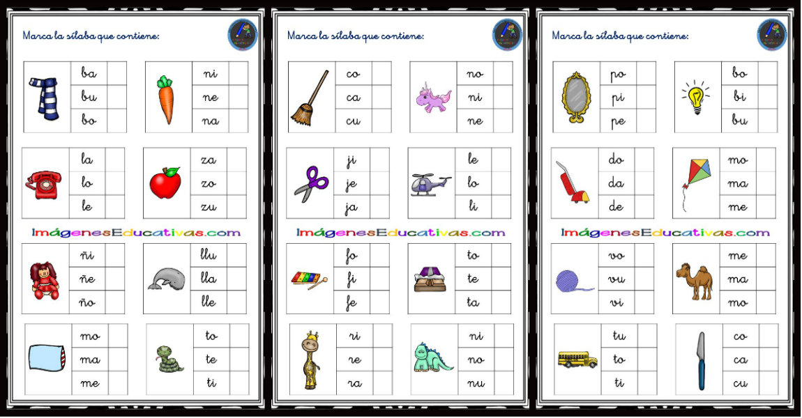 Trabajamos la conciencia fonológica: Marca la sílaba que contiene ...