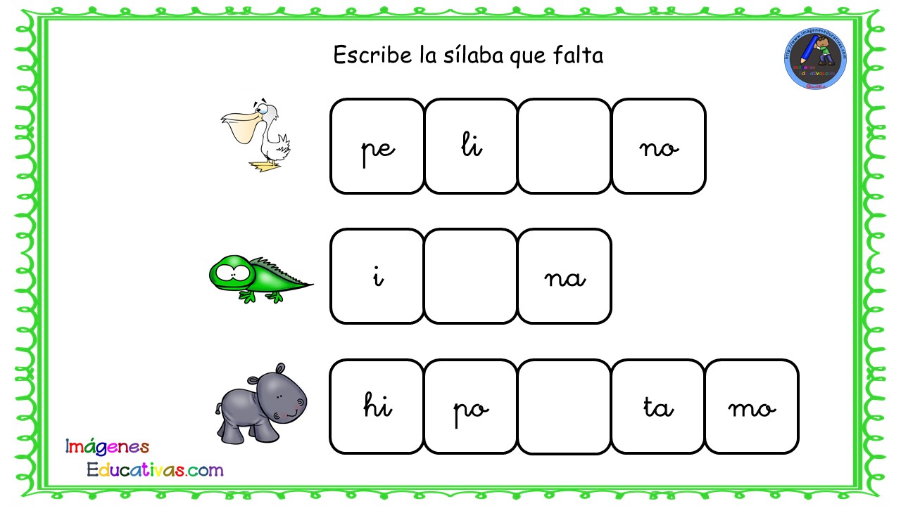 silabas perdidas animales (8) - Imagenes Educativas