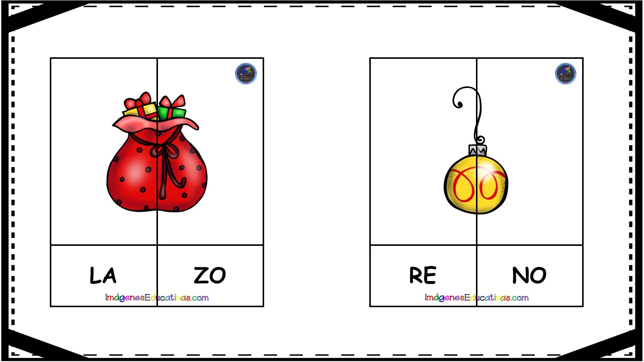 Puzzles silábicos con vocabulario de Navidad. - Imagenes Educativas