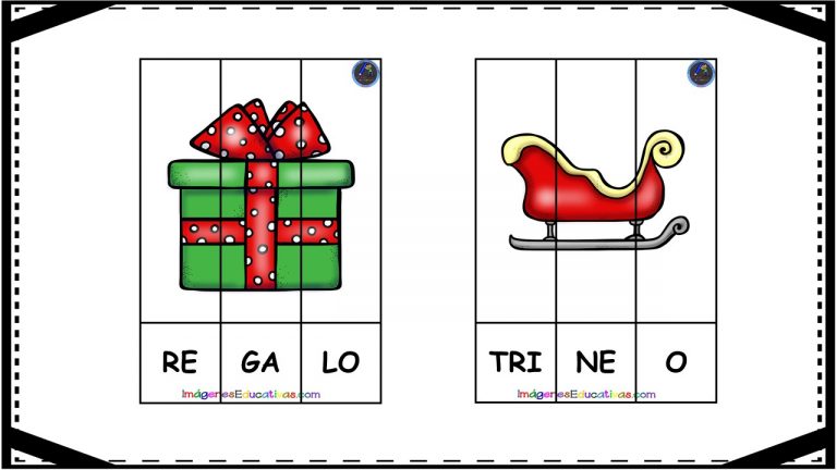 Puzzles silábicos con vocabulario de Navidad. - Imagenes Educativas