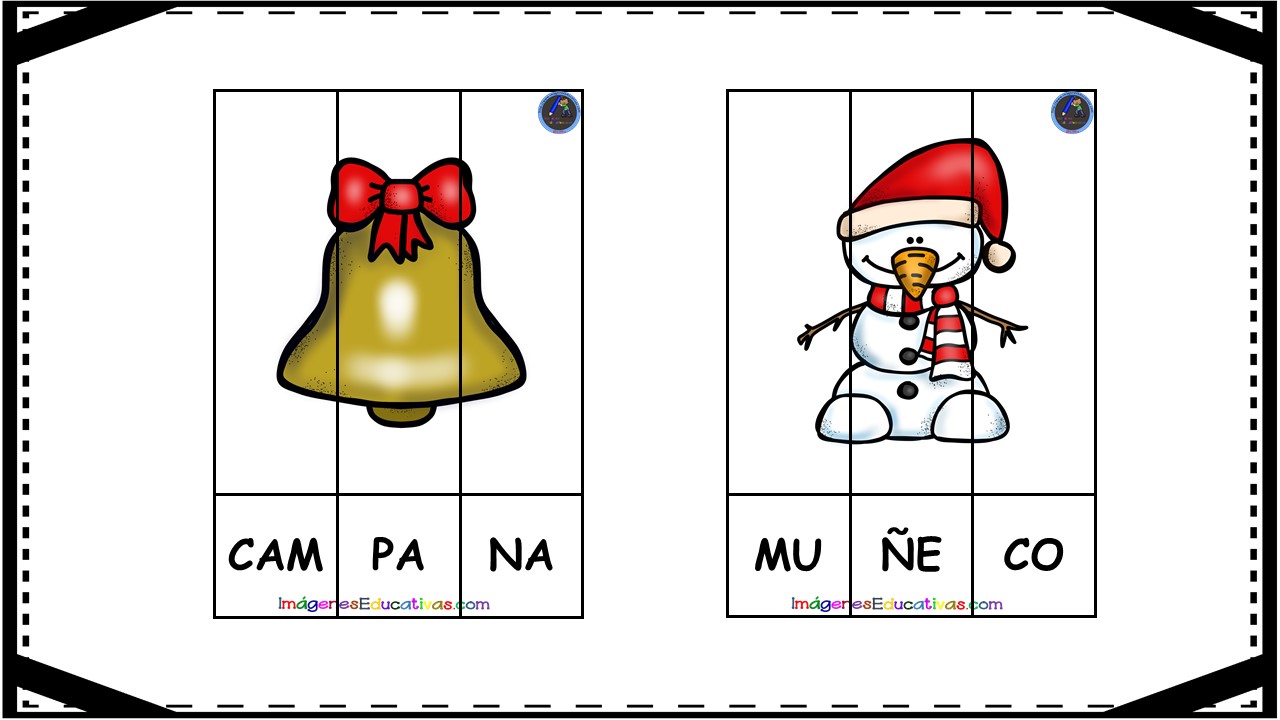 Puzzles silábicos con vocabulario de Navidad. - Imagenes Educativas