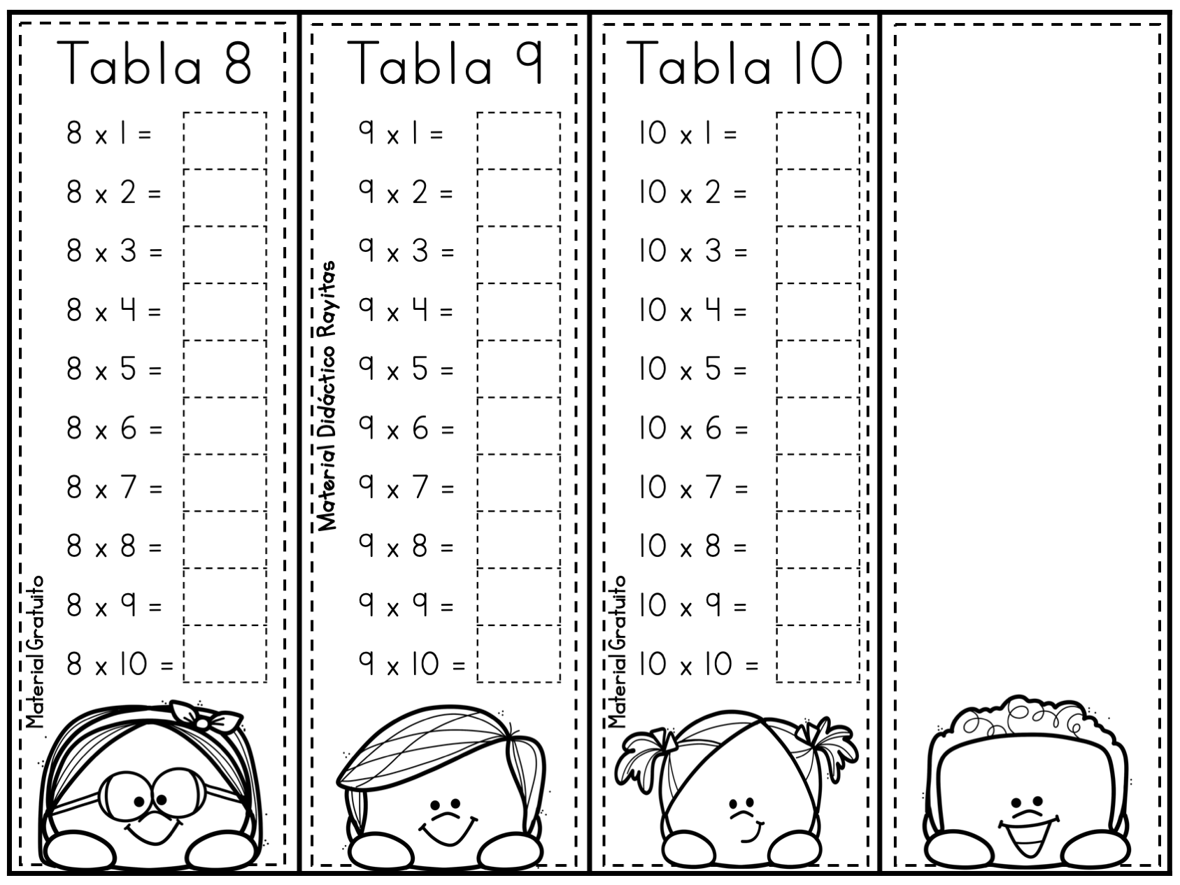 250 Fichas Para Trabajar Las Tablas De Multiplicar Imagenes Educativas