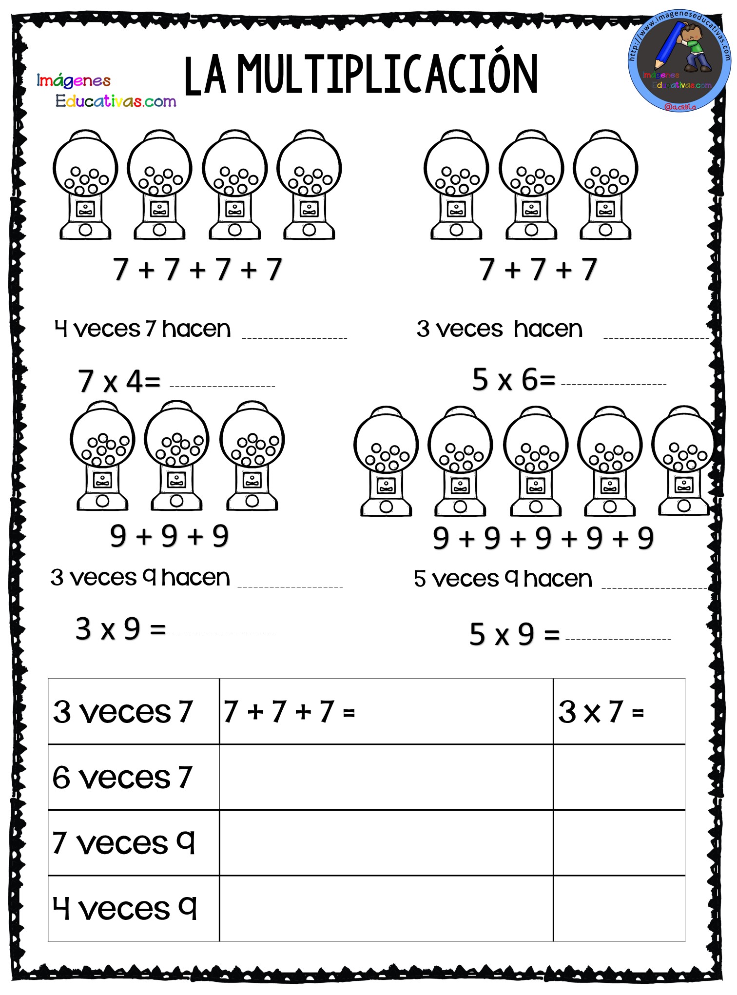 LA MULTIPLICACIÓN FICHAS DE REPASO (12) - Imagenes Educativas