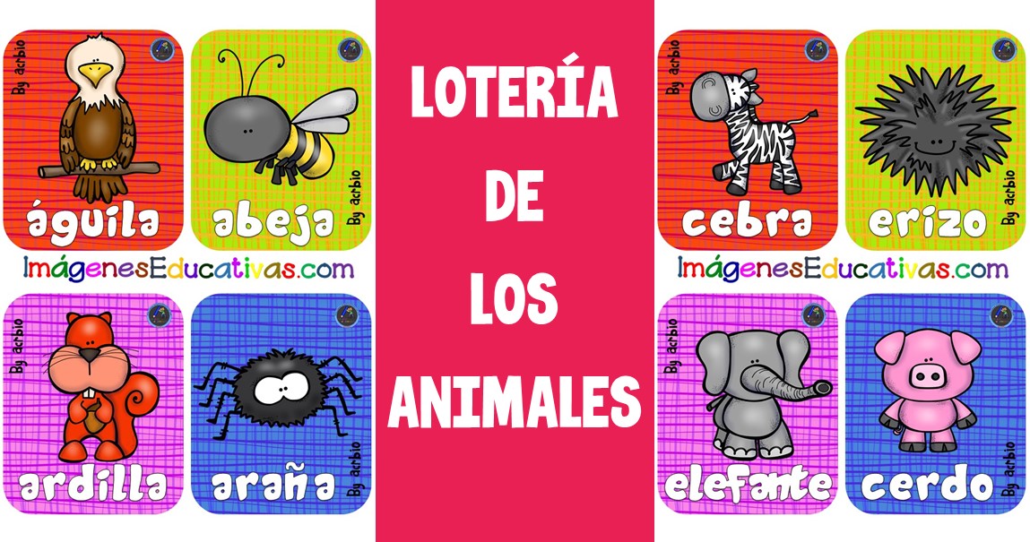 Lotería de Animales 3 TAMAÑOS Y 40 CARTA - Imagenes Educativas