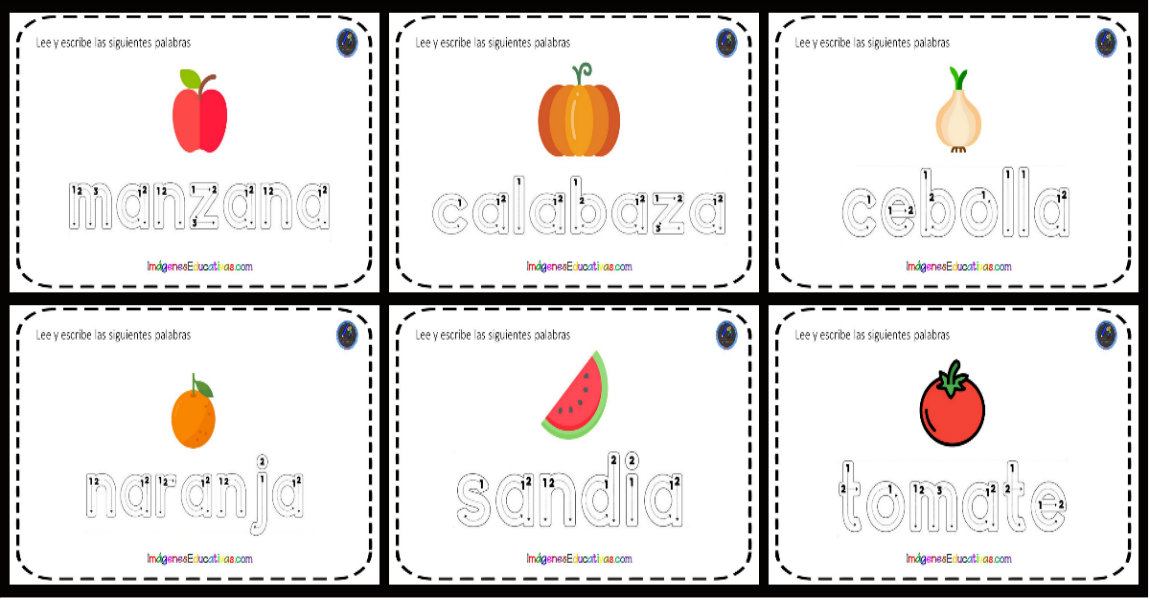 Lectoescritura con vocabulario de alimentos: Repasa el trazo - Imagenes ...