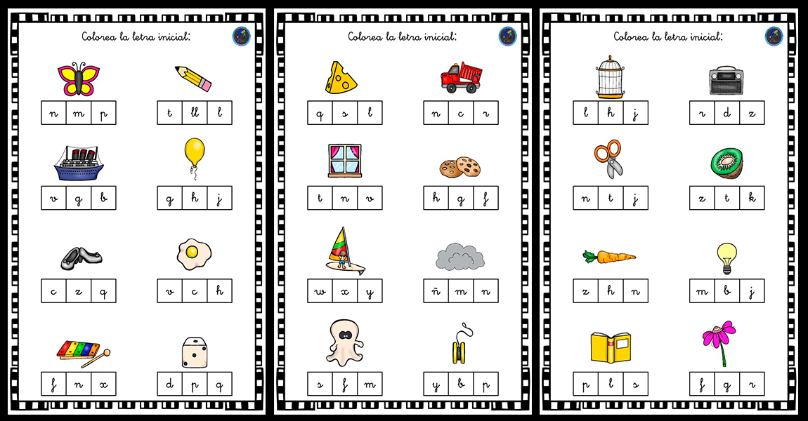 Lectoescritura: Colorea la letra inicial - Imagenes Educativas
