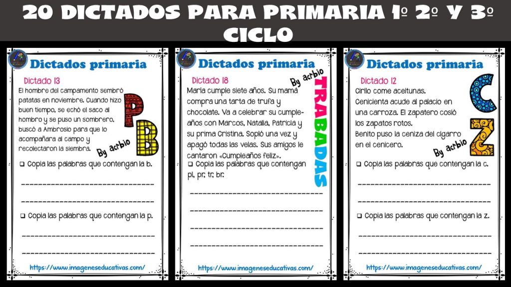 20 DICTADOS PARA PRIMARIA 1º 2º Y 3º CICLO - Imagenes Educativas