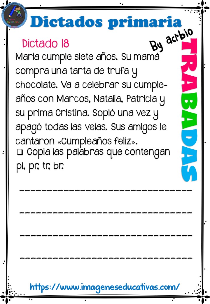 20 DICTADOS PARA PRIMARIA 1º 2º Y 3º CICLO (18) - Imagenes Educativas