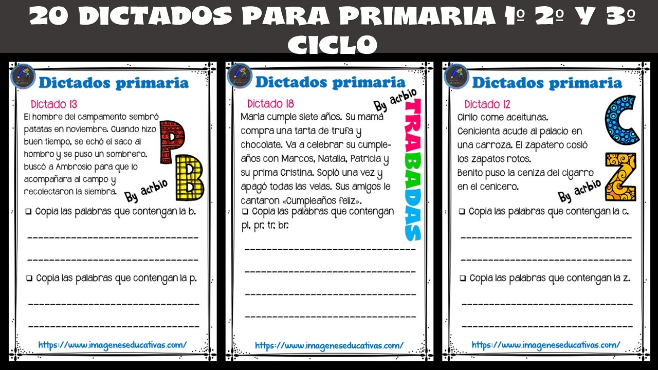 20 DICTADOS PARA PRIMARIA 1º 2º Y 3º CICLO - Imagenes Educativas