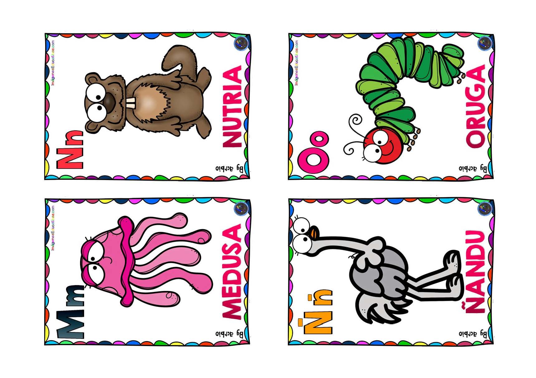 ABECEDARIO DE ANIMALES EN TARJETAS PARA PLASTIFICAR TAMAÑO 2_Página_4 ...