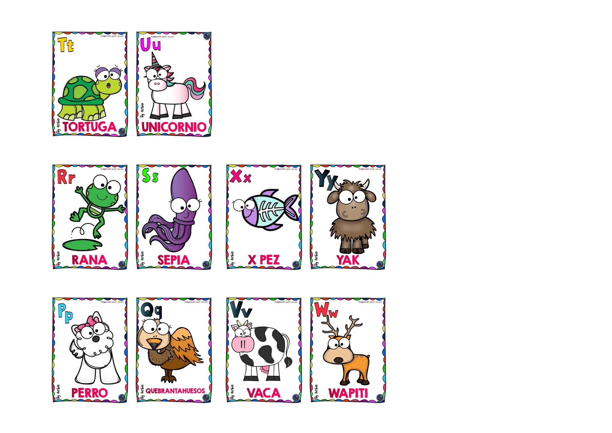 ABECEDARIO DE ANIMALES EN TARJETAS PARA PLASTIFICAR + LOTERÍA + BINGO 3 ...