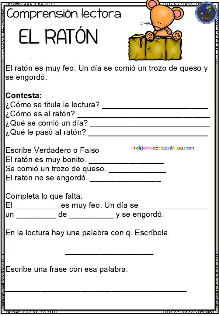 COMPRENSIÓN LECTORA PRIMARIA Y PRIMER GRADO (15) - Imagenes Educativas