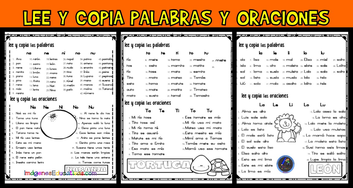 LEE Y COPIA PALABRAS Y ORACIONES - Imagenes Educativas