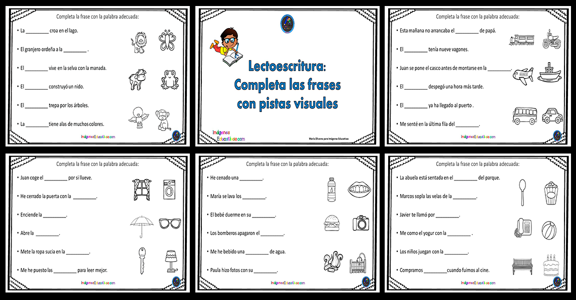 Lectoescritura y comprensión lectora: Completa las frases - Imagenes Educativas