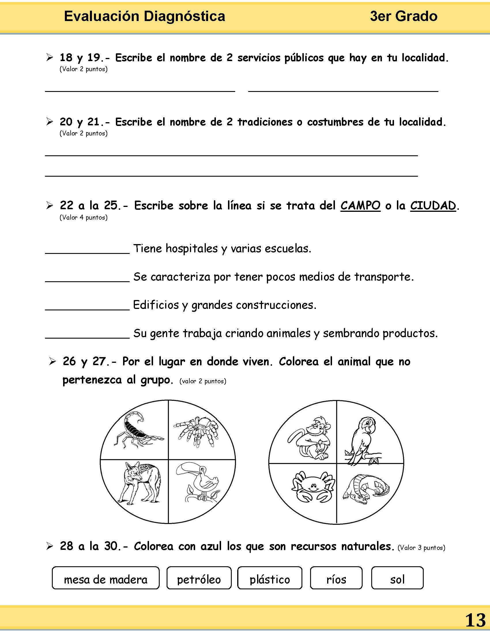 EVALUACIÓN DIAGNOSTICA 3º y 4º primaria - Imagenes Educativas