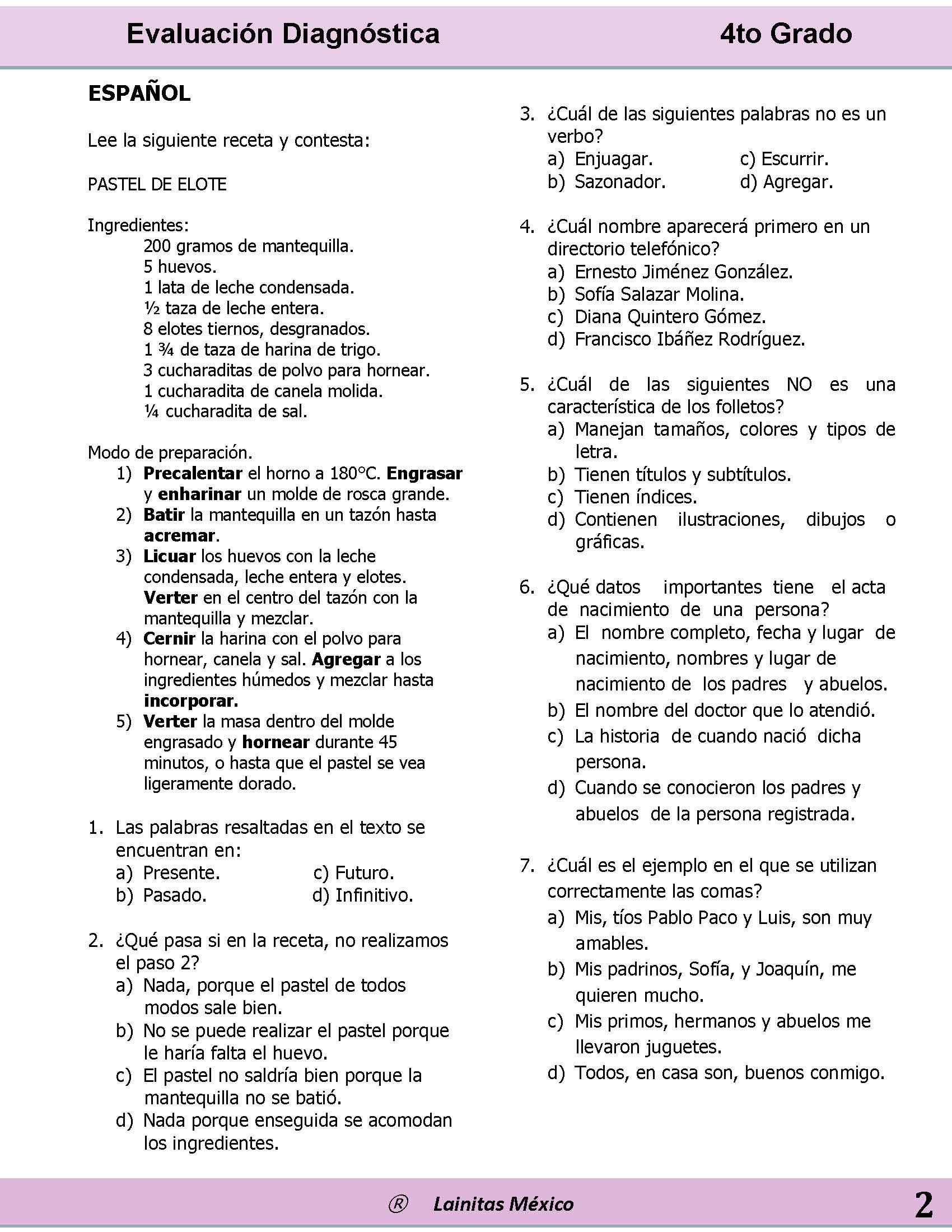 EVALUACIÓN DIAGNOSTICA 3º y 4º primaria - Imagenes Educativas