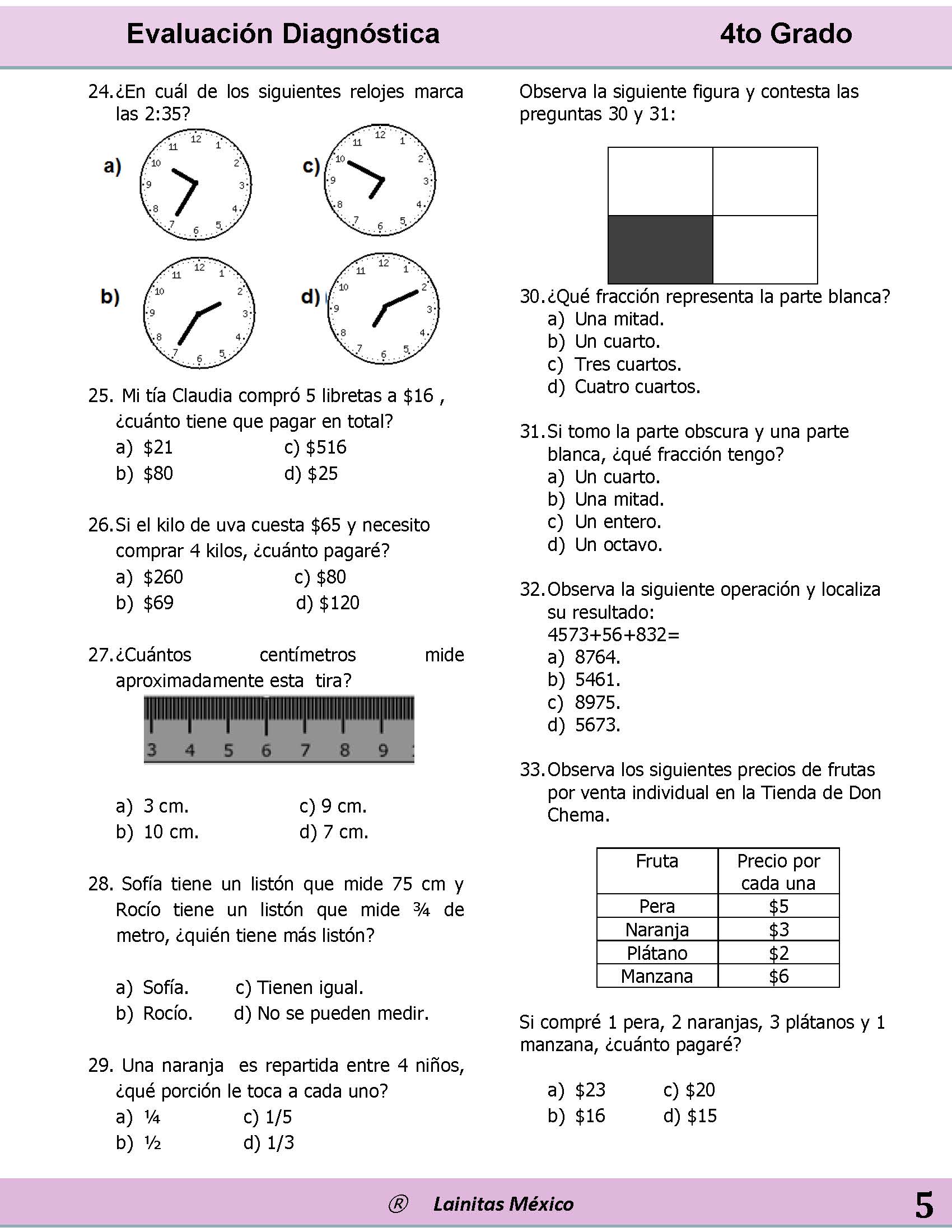 EVALUACIÓN DIAGNOSTICA 3º y 4º primaria - Imagenes Educativas