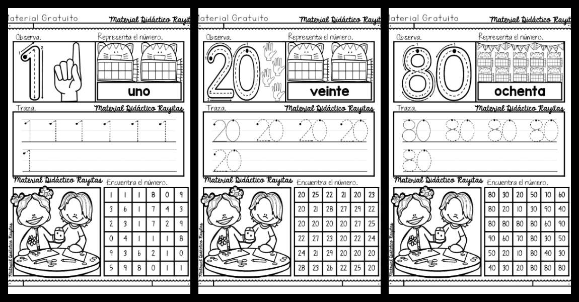 Fichas de Trazo,Conteo y Atención con Números PORTADA - Imagenes Educativas