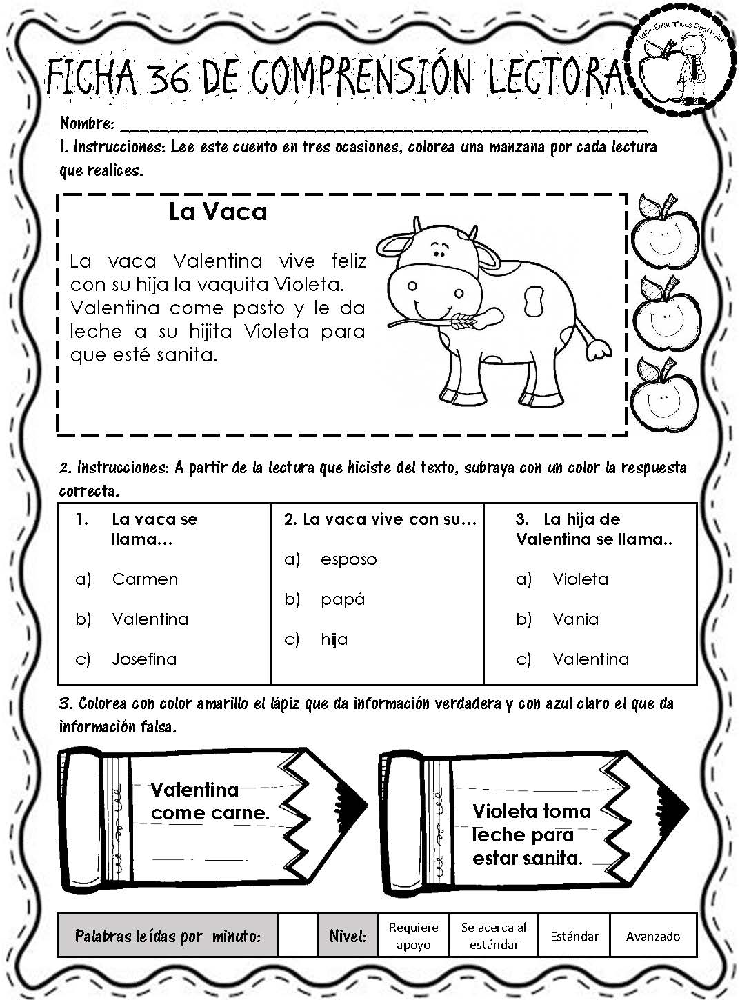 LECTURITAS I Fichas de Comprensión Lectora - Imagenes Educativas