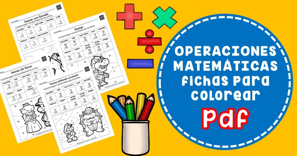 OPERACIONES MATEMÁTICAS fichas para colorear - Imagenes Educativas