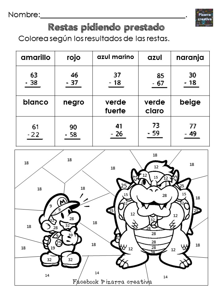 OPERACIONES MATEMÁTICAS fichas para colorear - Imagenes Educativas