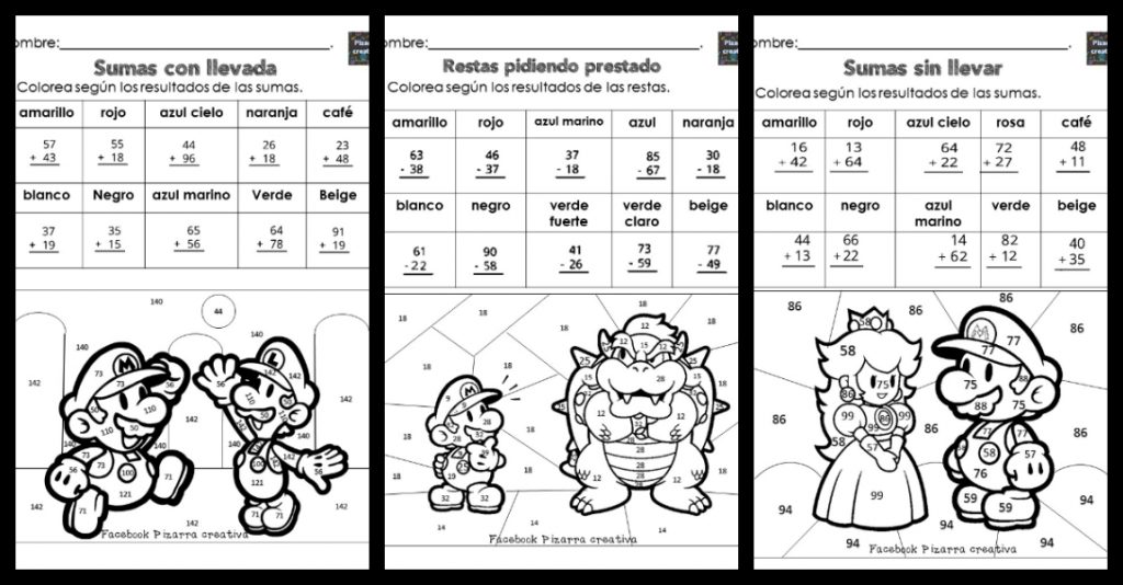 OPERACIONES MATEMÁTICAS fichas para colorear - Imagenes Educativas