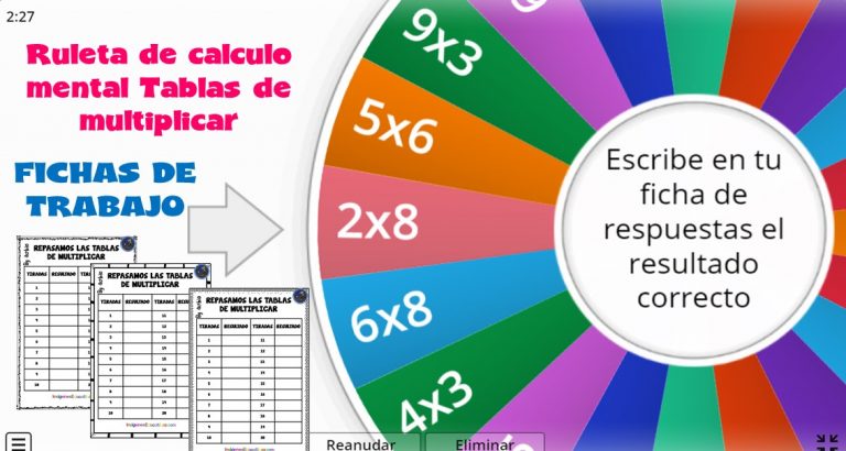 Ruleta INTERACTIVA de calculo mental Tablas de multiplicar FICHAS DE ...