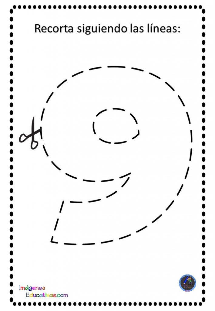 motricidad fina recortar números (10) - Imagenes Educativas