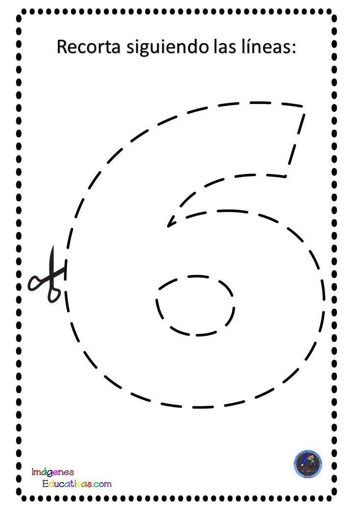 motricidad fina recortar números (7) - Imagenes Educativas