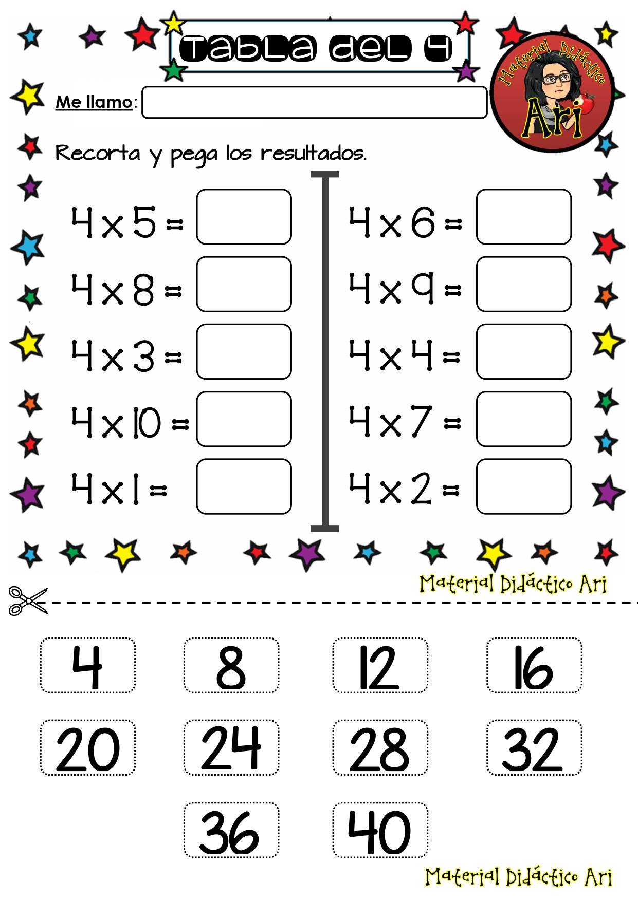 250 FICHAS PARA TRABAJAR LAS TABLAS DE MULTIPLICAR - Imagenes Educativas