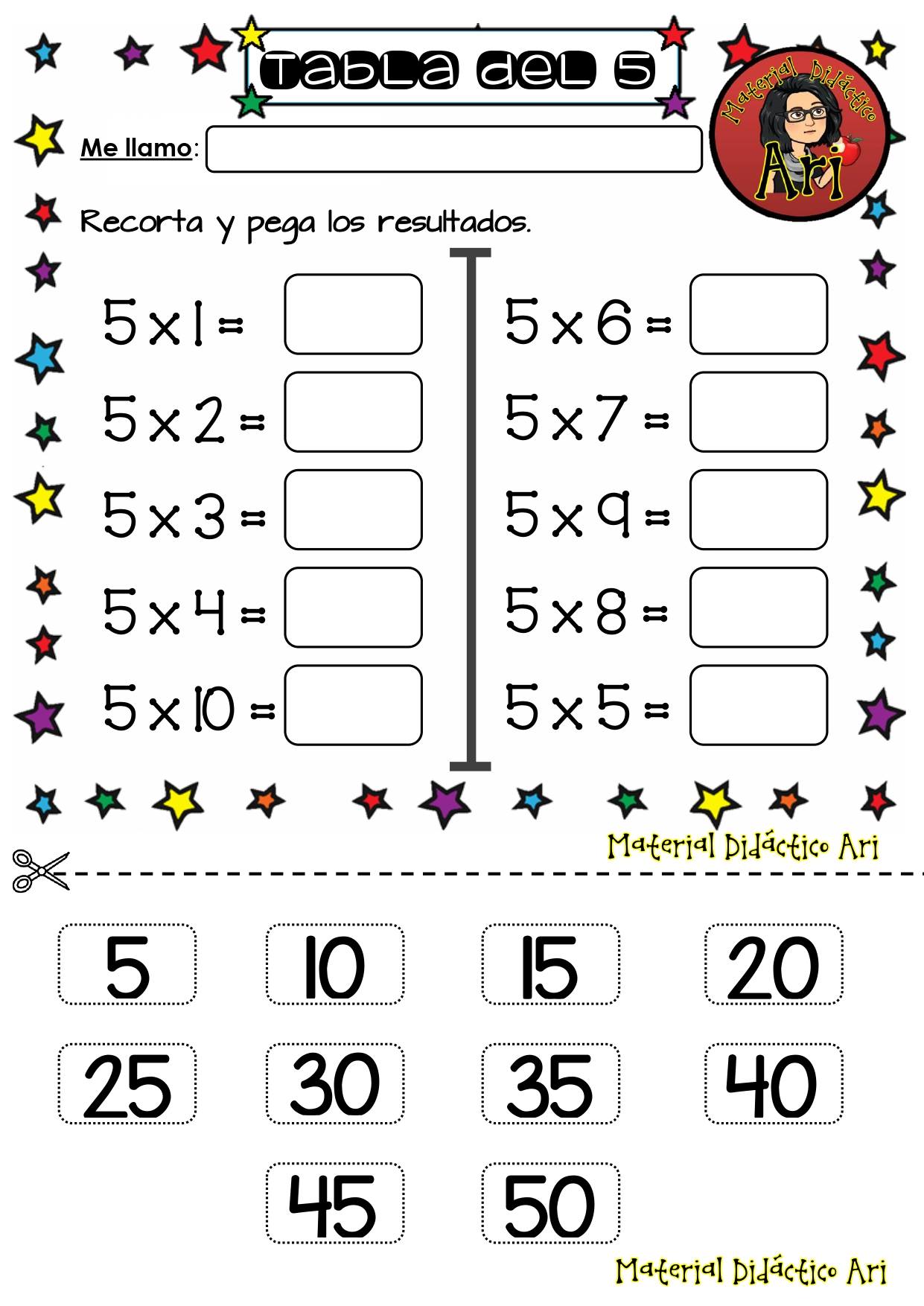 250 FICHAS PARA TRABAJAR LAS TABLAS DE MULTIPLICAR - Imagenes Educativas