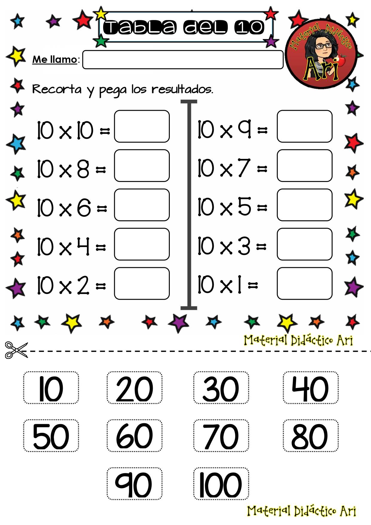 250 FICHAS PARA TRABAJAR LAS TABLAS DE MULTIPLICAR - Imagenes Educativas