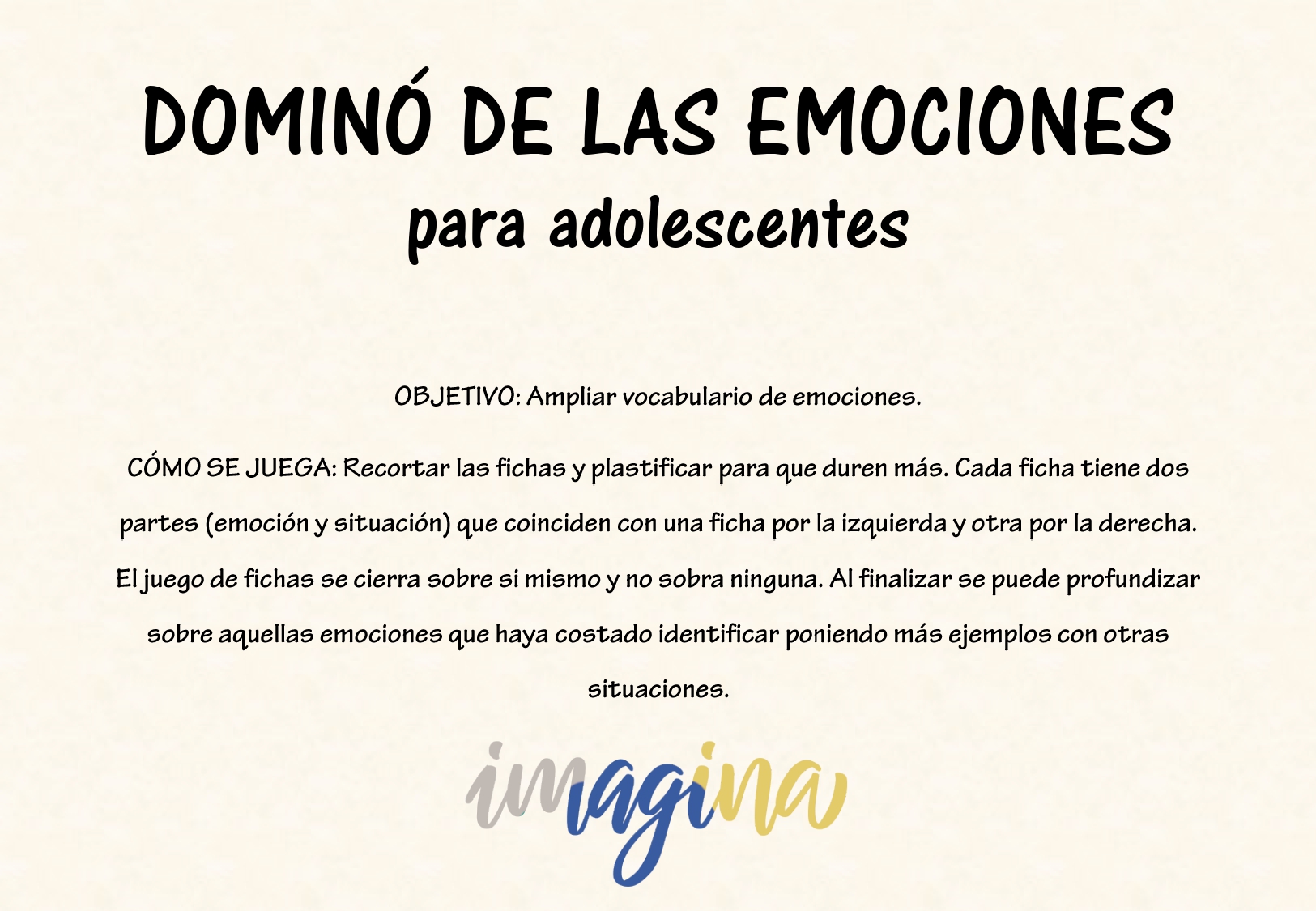 Domino de las emociones - Imagenes Educativas