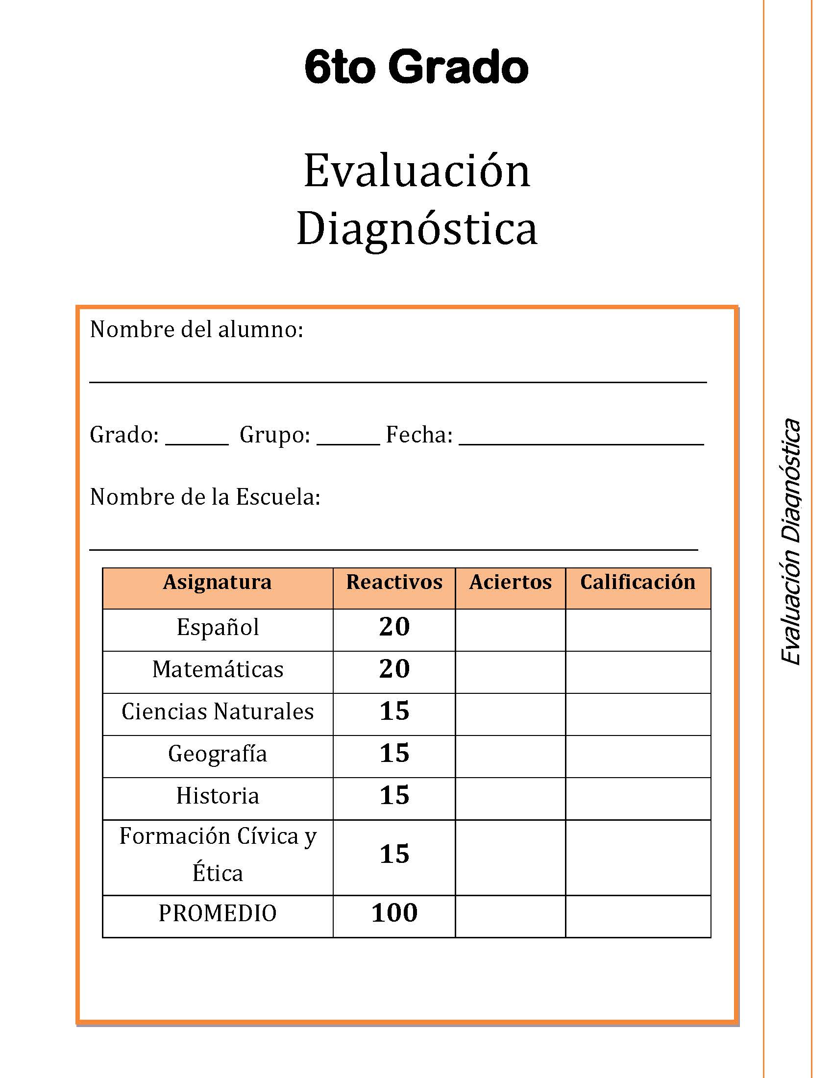 EVALUACIÓN DIAGNOSTICA 1°, 2,° 3°, 4°, 5°, 6° Grado Primaria - Imagenes ...